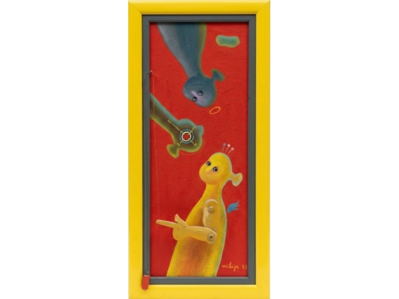 Milija Nešić original 1993 mrdalica | unikat | 46x22 cm