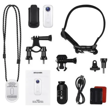 D100 2K MINI THUMB CAMERA WITH ACCESSORIES - WHITE / BLACK