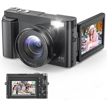 CD01 4K DIGITAL CAMERA WITH 3" FLIP SCREEN, 64GB MEMORY CARD (OPEN BOX - BULK SATISFACTORY) - BLACK