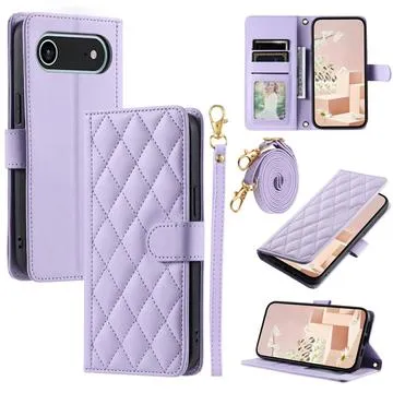 IPHONE AIR LUXURY QUILTED WALLET CASE - PURPLE