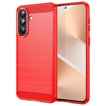 SAMSUNG GALAXY A57 BRUSHED TPU CASE - CARBON FIBER - RED