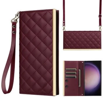 SAMSUNG GALAXY S24 ULTRA LUXURY QUILTED WALLET CASE - WINE RED