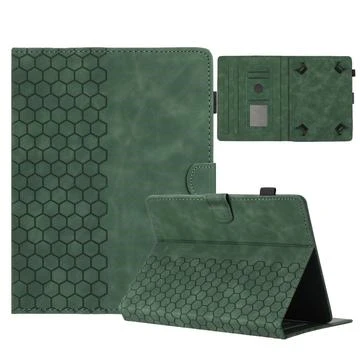 HONEYCOMB PATTERNED UNIVERSAL TABLET CASE WITH CARD SLOTS - 10" - ARMY GREEN