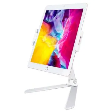 MT137 FOLDABLE ALUMINUM ALLOY PHONE/TABLET HOLDER - 4"-12" - SILVER