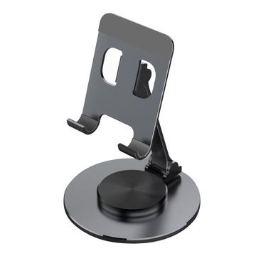 TABLET STAND 360-DEGREE ROTATING ALUMINUM ALLOY DESKTOP HOLDER FOLDABLE MOBILE PHONE STAND ADJUSTABLE TABLET MOUNT
