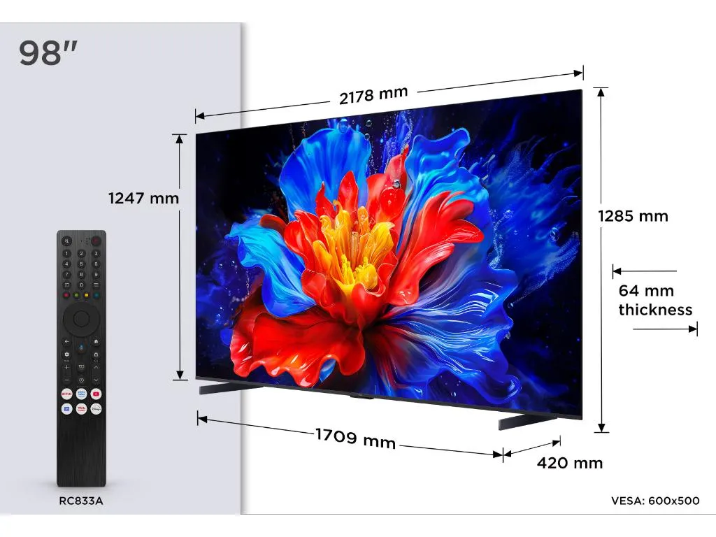 Televizor TCL 98P8K/QLED/98"/4K UHD/144Hz/Google TV/crna