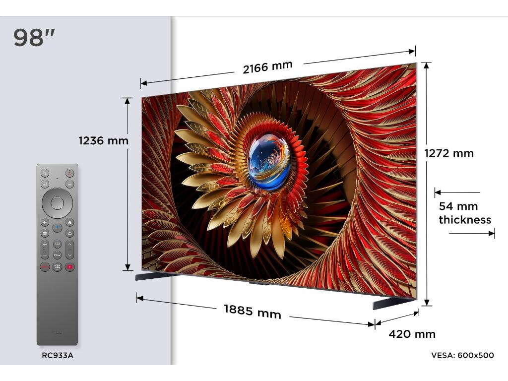 Televizor TCL 98C8K/MiniLED-QLED/98″/4K UHD/144Hz/Google TV/crna