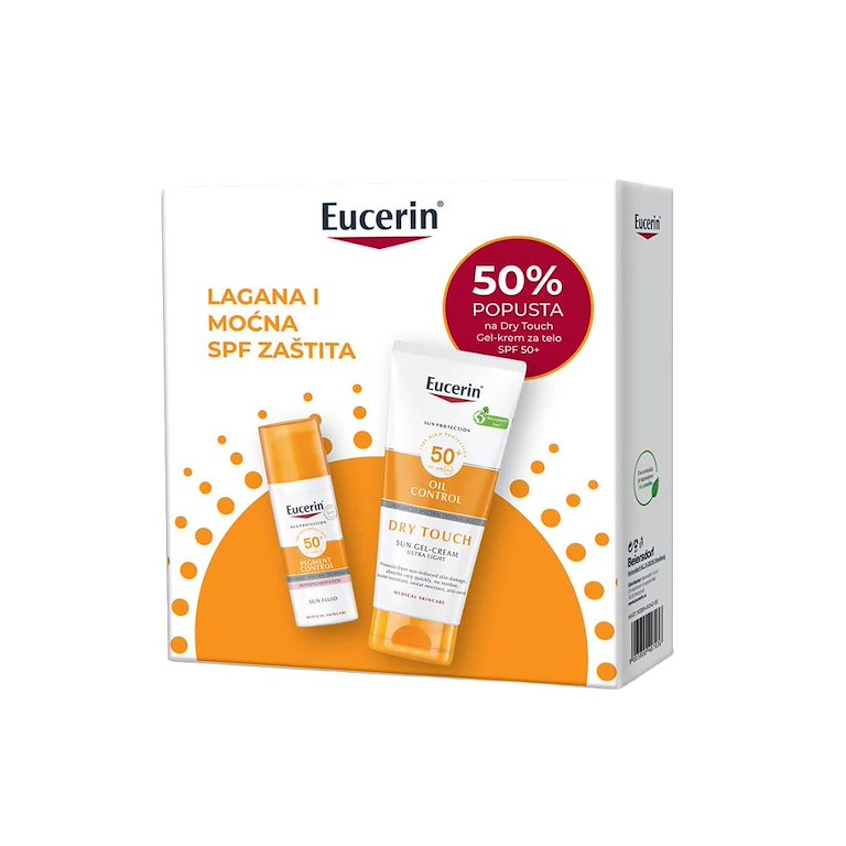 Eucerin® SUN PROMO Pigment Control Fluid SPF50+ 50 mL i Gel Krema za Zaštitu Osetljive Kože od Sunca SPF50+ 200 mL