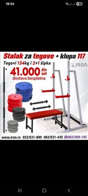 Tegovi 134kg+ komplet sprava za vežbanje