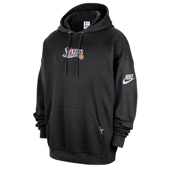 NBA PHILADELPHIA SIXERS HARDWOOD CLASSICS CLUB PULLOVER HOODIE 'BLACK'