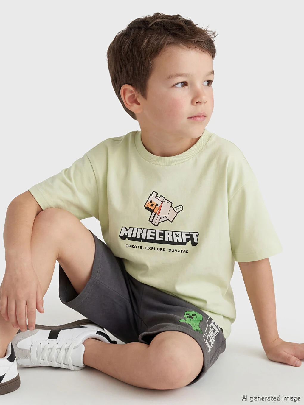 LCW Kids Majica Sa Okruglim Izrezom Minecraft Štampana Za Dečake