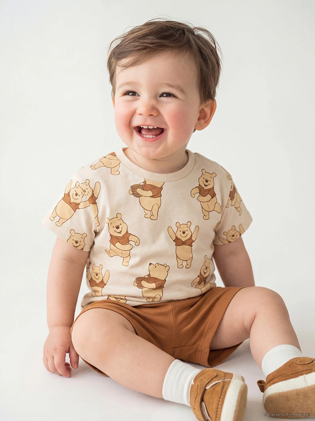 LCW baby Licencirana Winnie The Pooh Majica I Šorts Za Bebu Dečaka