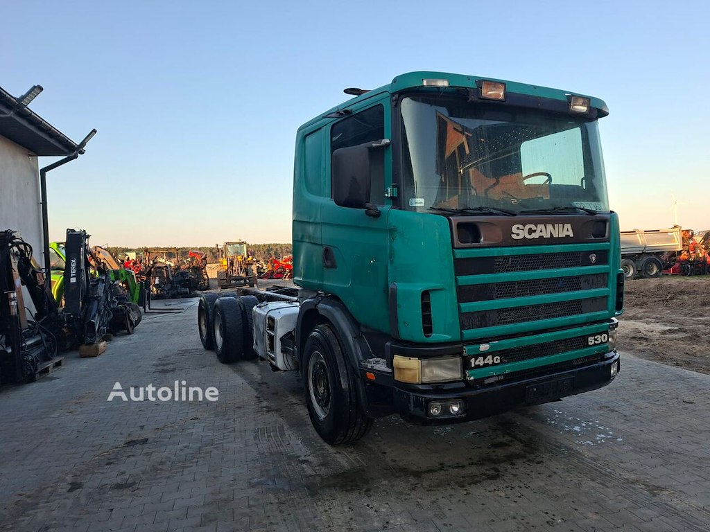 Scania 144 G 6x4 530 k/m cała resor, zwolnica, manual kamion šasija