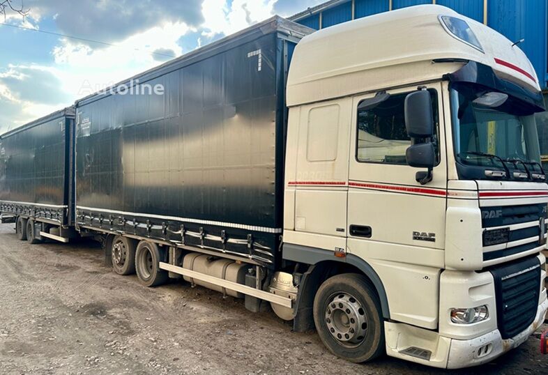 DAF XF 105 460 SSC 6x2 JUMBO MANUAL RETARDER KLIMA LODÓWKA 2xALUTANK kamion sa klizna zavesa cerada + prikolica sa kliznom ceradom