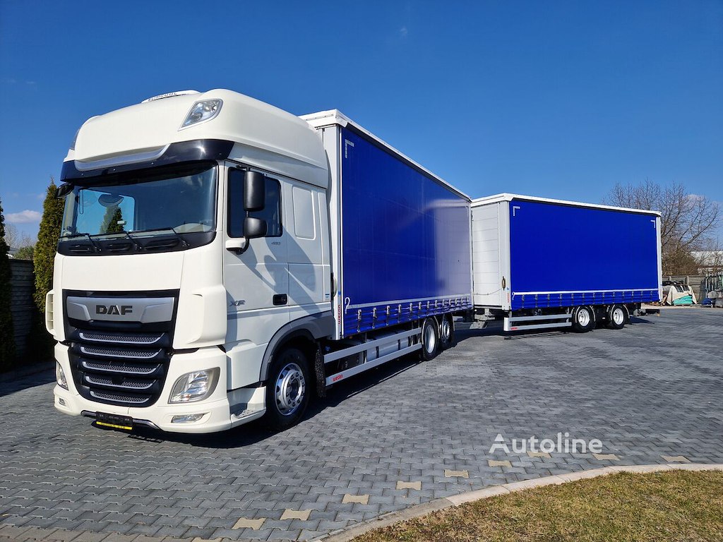 DAF XF 480 SSC E6 / TANDEM / 2x 7.7m / 120M3 / 2021r. kamion sa klizna zavesa cerada + prikolica sa kliznom ceradom