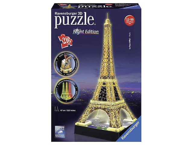 Ravensburger 3D Puzzle sa LED svetlom Ajfelova kula u Parizu
