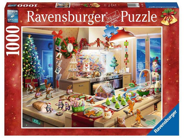 Puzzle 1000 delova Vragolije u božićnoj kuhinji Ravensburger