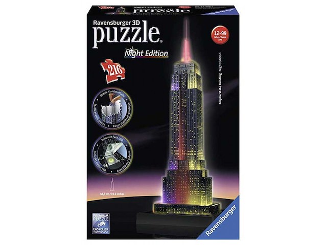 Ravensburger 3D Puzzle sa LED svetlom Empajer Stejt Bilding u Njujorku