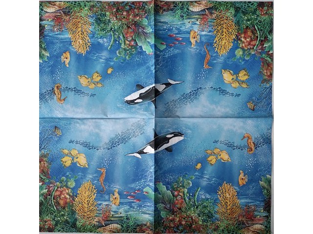 Salveta POV70K9_49 - 33x33cm Morski motivi Delfini Ribe