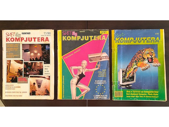Svet Kompjutera 1990–1992 (3 broja) — očuvano, retro IT
