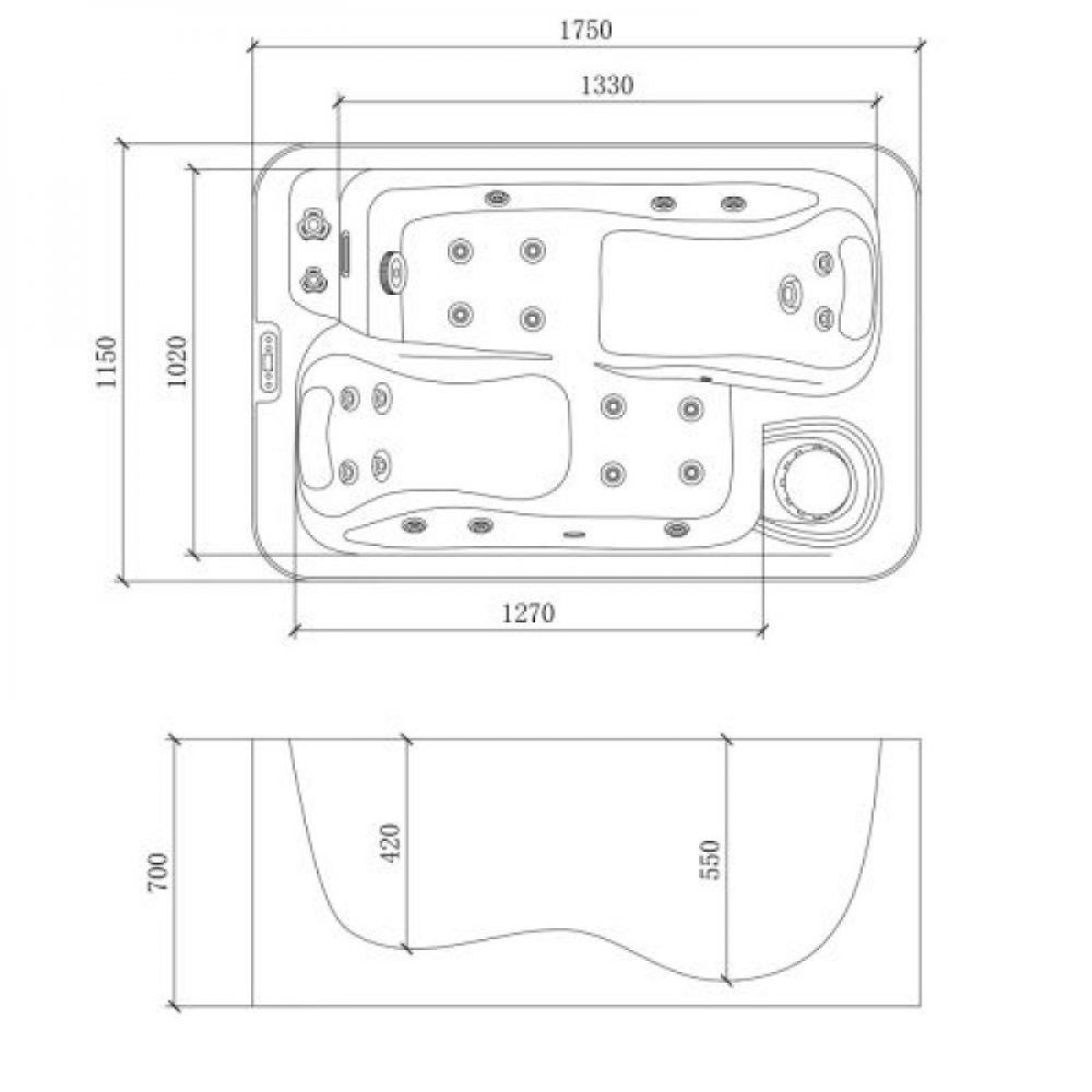 Spoljni Masažni Bazen SPLIT - BELI 175x115x70 cm SPA30