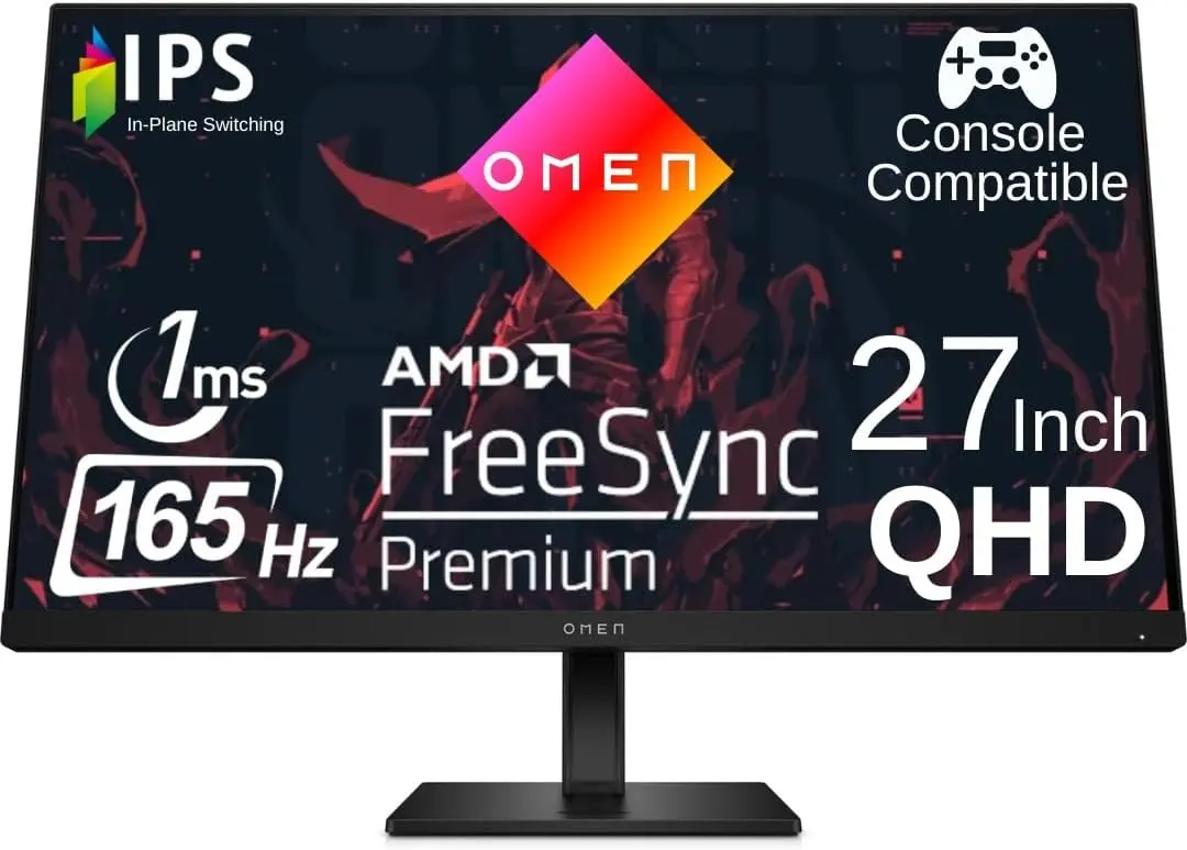 HP gaming monitor Omen 27q 27"/IPS/2560x1440/165Hz/1ms/2 HDMI, DP/AdaptiveSync/VESA/pivot,visina/2g