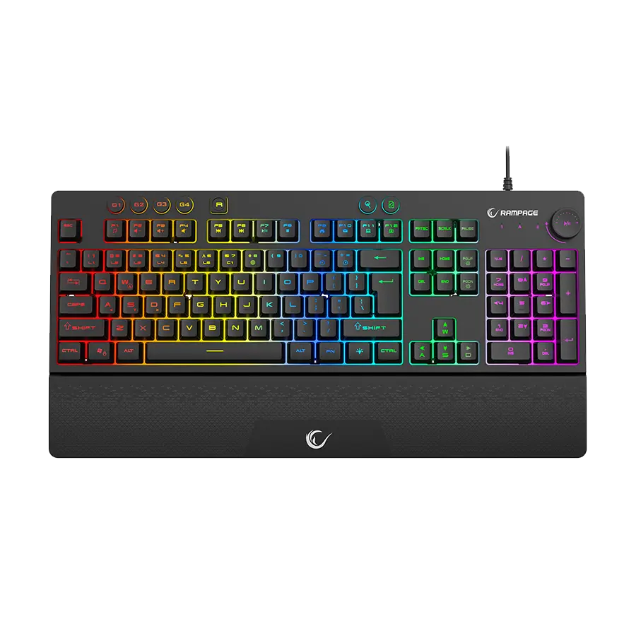 Rampage geјmerska tastatura, USB RGB osvetljenje, 4 makro tastera, sa osloncem za dlanove, KB-GX65 Simula, engleski raspored, 42183