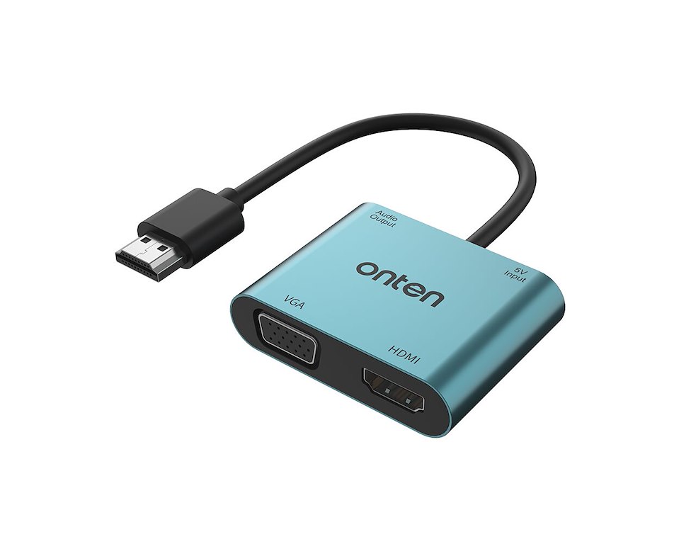 Adapter 4u1 HDMI 2K 30Hz na HDMI 2K 60Hz + VGA 2K 60Hz + USB Type-C 5V + jack 3.5mm 17cm (OTN-5166HV) Onten (MS)
