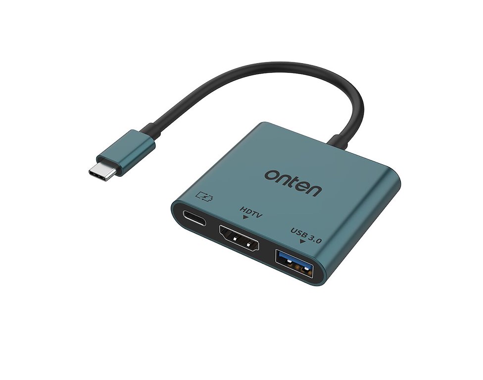 Adapter USB Type-C na HDMI (zenski) 4K 30Hz + USB 3.0 5Gbps + USB Type-C PD 3.0 100W 13cm (OTN-9175) Onten (MS)