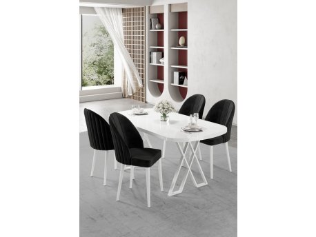 HANAH HOME Set trpezarijskog stola i stolica (5 delova) Kaye White Black
