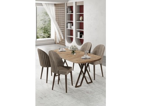 HANAH HOME Set trpezarijskog stola i stolica (5 delova) Kaye Atlantic Pine Cappuccino