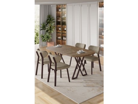 HANAH HOME Set trpezarijskog stola i stolica (5 delova) Axton Atlantic Pine Cappuccino