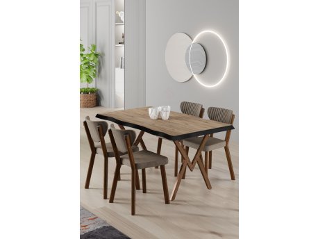 HANAH HOME Set trpezarijskog stola i stolica (5 delova) Akort Atlantic Pine Cappuccino