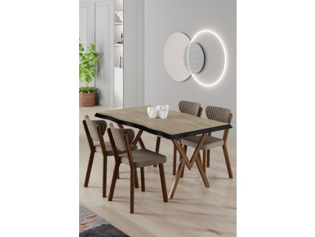 HANAH HOME Set trpezarijskog stola i stolica (5 delova) Akort Travertine Cappuccino