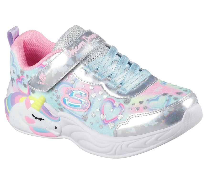 Skechers Patike za devojčice S Lights-Unicorn Dreams-Hear, 303063L-SMLT, Srebrne