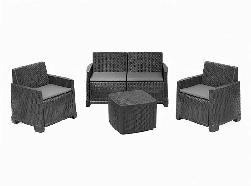 IPAE-PROGARDEN Baštenski set Como, sofa, 2 fotelje i sto, Antracit