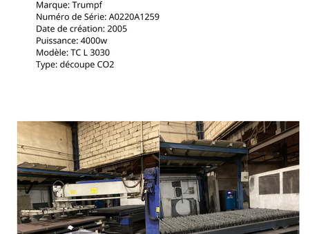 Mašina za lasersko rezanje trumpf TC L 3030