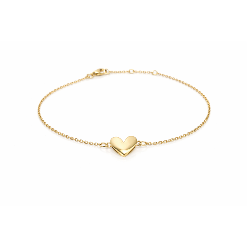 SILVER HEART BRACELET WITH YELLOW GOLD PLATING