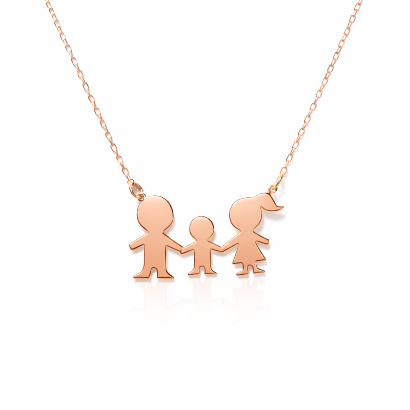 SILVER FAMILY NECKLACE WITH ROSE GOLD PLATING
