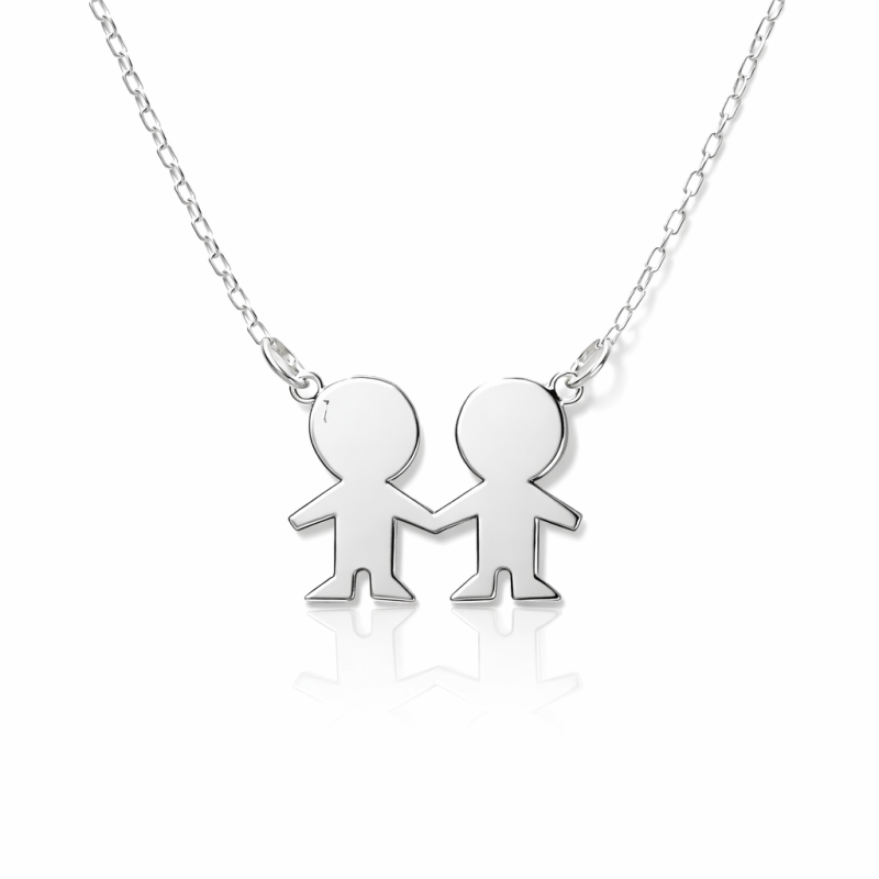 SILVER NECKLACE OF TWO BOYS