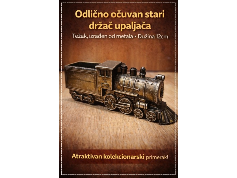 Stari metalni držač upaljača – lokomotiva 12cm