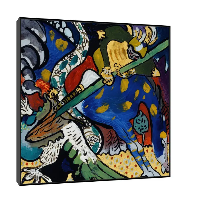 Canvas Slika na platnu Saint George I, Wassily Kandinsky, Sa ramom, 80 x 80 cm, Crni