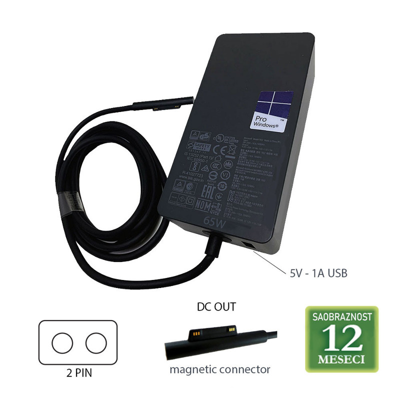 MICROSOFT 15V-4.0A ( magnetic ) Q5N00001 LAPTOP ADAPTER