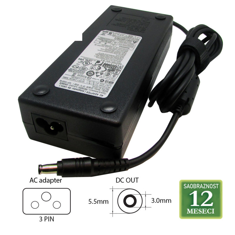 SAMSUNG 19V-6.32A ( 5.5 * 3.0 ) ADP-120ZB BB 120W LAPTOP ADAPTER