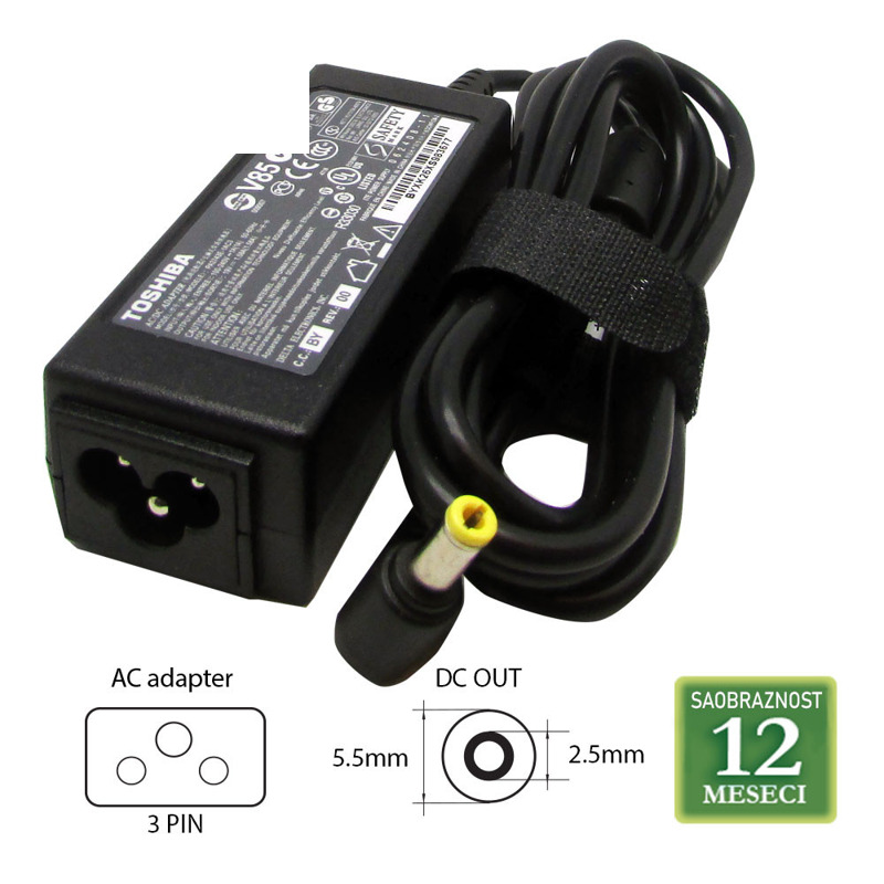 TOSHIBA 19V-1.58A ( 5.5 * 2.5 ) PA3743E-1AC3 30W LAPTOP ADAPTER