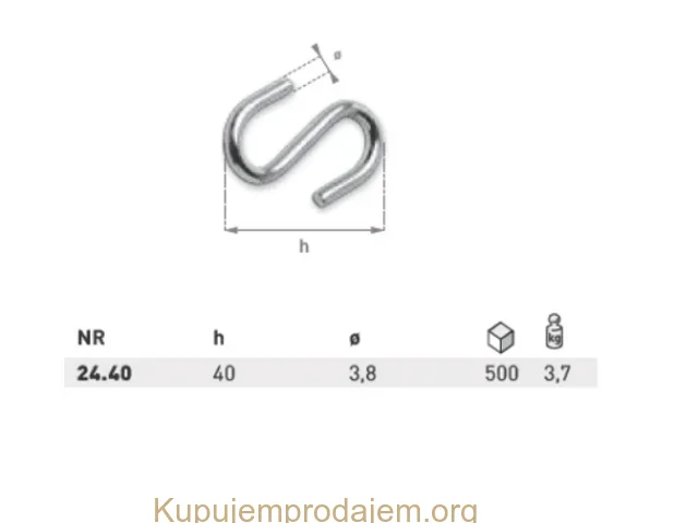 S-Kuka otvorena (Galvanizovani) Fi 3,8 mm (500 kom/kutija)