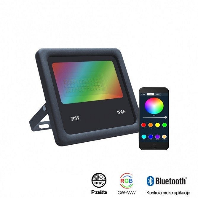 LED REFLEKTOR 30W BR-FL30W-04AZ CRNI RGB-WW-CW BLUETOOTH BBLINK