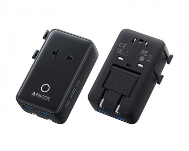 ANKER Nano 20W putni zidni punjač 5-portova (2x USB-A, 2x USB-C, utičnica EU na US, UK, AU i EU), crni