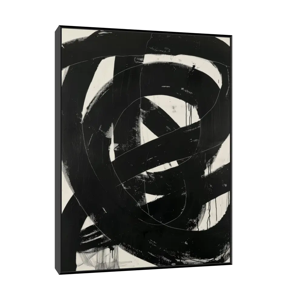 Canvas Slika na platnu Black brushstrokes II, Sa ramom, 30 x 40 cm, Crni