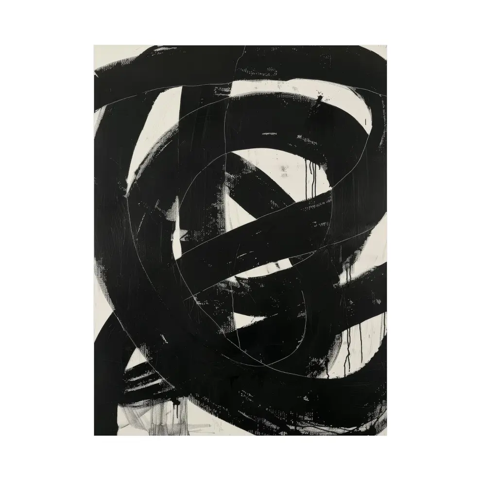 Canvas Slika na platnu Black brushstrokes II, 45 x 60 cm